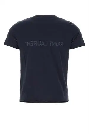 Saint Laurent Navy Cotton T-shirt - Blue