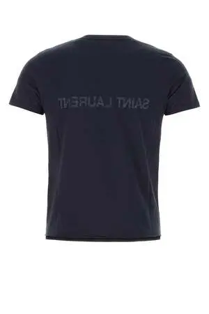Saint Laurent Navy Cotton T-shirt - Blue