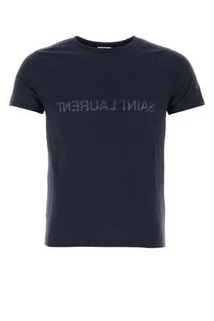 Saint Laurent Navy Cotton T-shirt - Blue