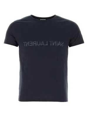 Saint Laurent Navy Cotton T-shirt - Blue