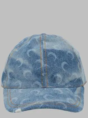 MARINE SERRE Cappello Da Baseball Moon In Denim - Blue