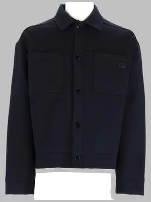 Gucci Giacca In Jersey Di Cotone Con Ricamo - Blue