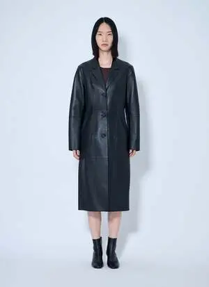 TOTEME Slim Leather Coat - Black