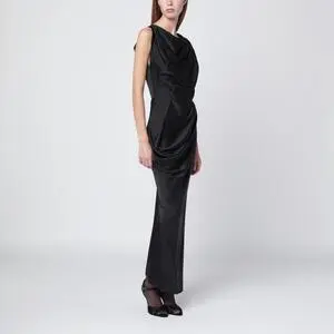 VIVIENNE WESTWOOD Long Satin Draped Dress - Black