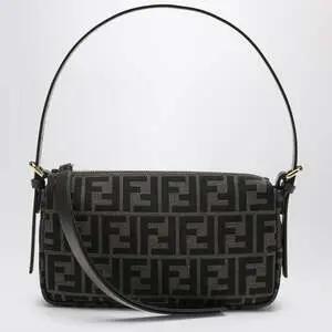 Fendi Zip Top Small Bag In Ff Zucca Jacquard Fabric - Brown