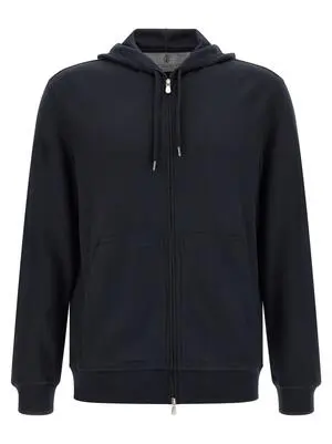 Brunello Cucinelli Cashmere And Silk Hoodie - Blue