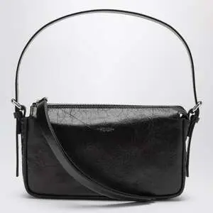 Fendi Zip Top Small In Crackled Leather Bag - Black