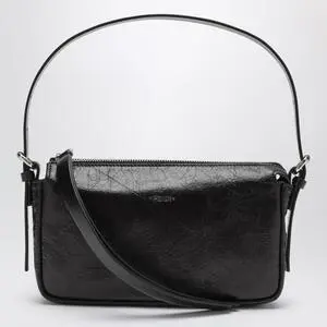 Fendi Crackled Leather Zip Top Bag - Black