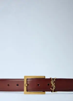 Saint Laurent Cassandre Belt In Aged Effect Leather