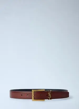 Saint Laurent Cassandre Belt In Aged Effect Leather