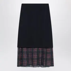 Dries Van Noten Midi Skirt With Check Insert - Blue