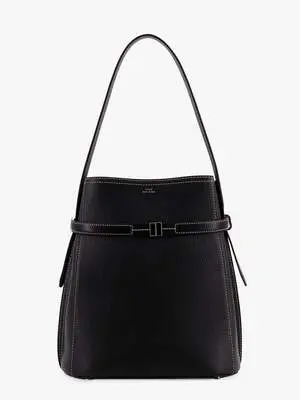 TOTEME Hammered Leather Bucket Bag With Strap On The Front - Black