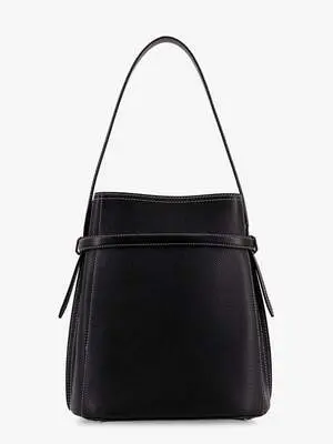 TOTEME Hammered Leather Bucket Bag With Strap On The Front - Black