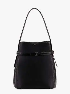 TOTEME Hammered Leather Bucket Bag - Black