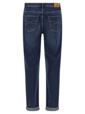Brunello Cucinelli Logo Embroidery Stretch Jeans