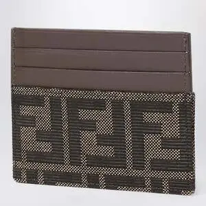 Fendi Ff Zucca Jacquard And Leather Card Holder