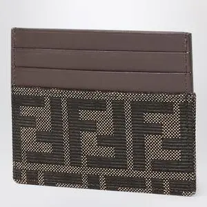 Fendi Ff Zucca Jacquard And Leather Card Holder - Brown