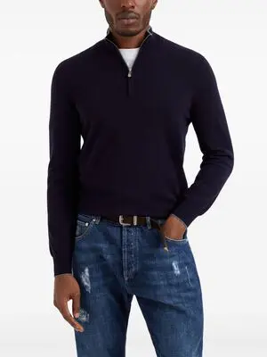 Brunello Cucinelli Cashmere Quarter-zip Turtleneck Sweater - Multicolor