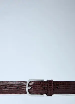 TOTEME Slim Lizard-embossed Belt - Brown