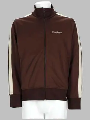 Palm Angels Felpa Con Zip E Logo - Brown