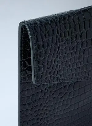 Saint Laurent Uptown Crocodile-embossed Shiny Leather Pouch