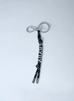 Prada Logo Embellished Keychain - Black