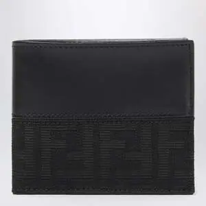 Fendi Ff Zucca Jacquard And Leather Bi-fold Wallet - Black
