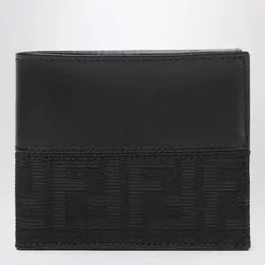 Fendi Ff Zucca Jacquard And Leather Bi-fold Wallet - Black