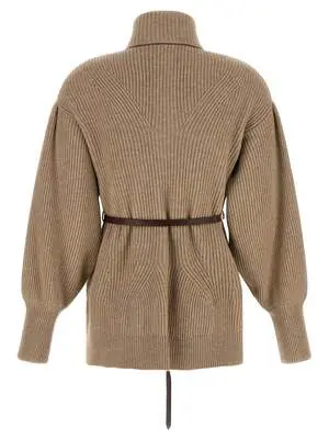 Brunello Cucinelli English Half-ribbed Cardigan - Cream
