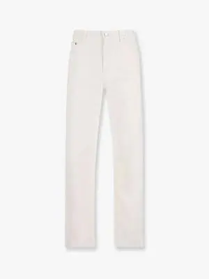 Gucci Denim Trousers With Metal Horsebit Detail On The Back - White