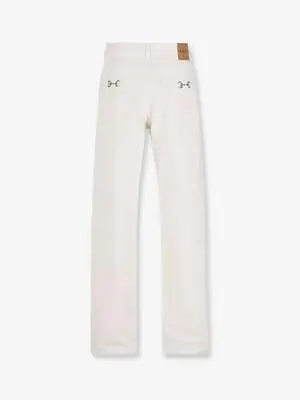 Gucci Denim Trousers With Metal Horsebit Detail - White