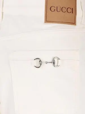 Gucci Denim Trousers With Metal Horsebit Detail - White