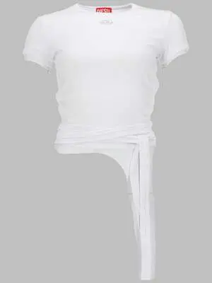DIESEL® Ribbed Tie-detailed T-shirt - White