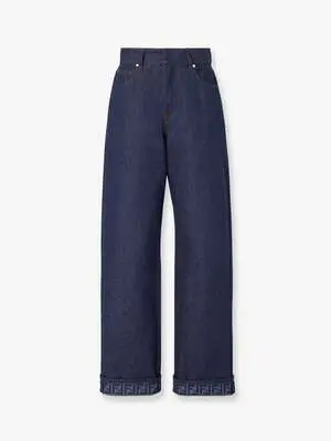 Fendi Wide Leg Denim Jeans - Blue