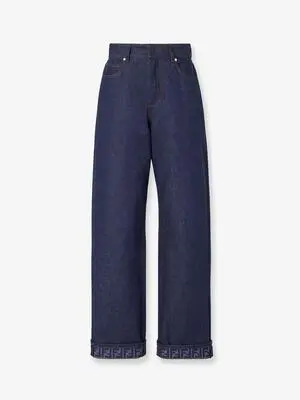Fendi Wide Leg Denim Jeans - Blue