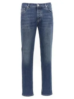 Brunello Cucinelli Logo Embroidery Stretch Jeans - Blue