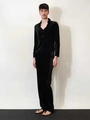 Gucci Stretch Gg Devore Velvet Shirt - Black