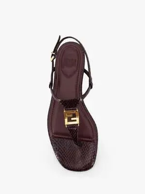 Fendi Fold Leather Sandals With Reptile Effect - Multicolor