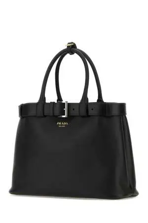 Prada Leather Buckle Handbag - Black