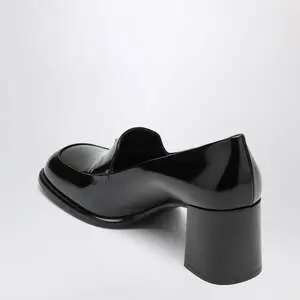 Prada Brushed Leather Heeled Loafers - Black