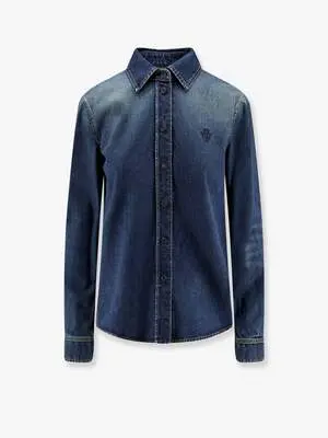 Gucci Embroidered Denim Shirt - Blue