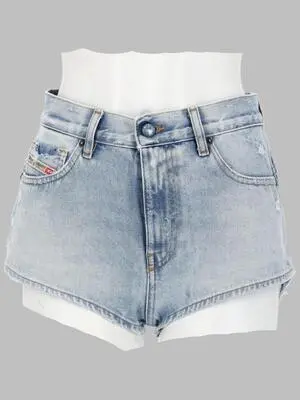 DIESEL® Frayed Hem Denim Shorts - Blue