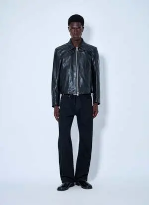 Our Legacy Leather Zip Up Jacket - Black