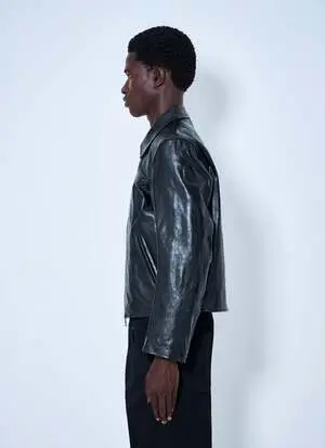 Our Legacy Leather Zip Up Jacket - Black
