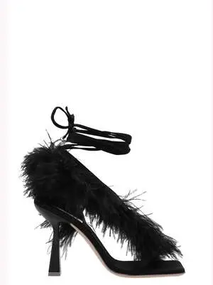 SEBASTIAN MILANO Feather Wrap’ Sandals - Black