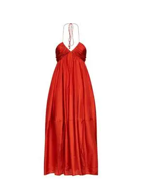 Zimmermann Tangerine Silk Habotai Mahon Maxi Dress - Multicolor