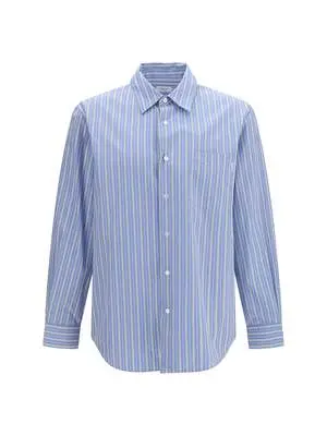 Saint Laurent Cassandre Striped Cotton Shirt - Blue