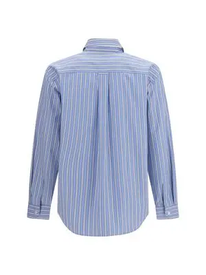 Saint Laurent Cassandre Striped Cotton Shirt - Blue