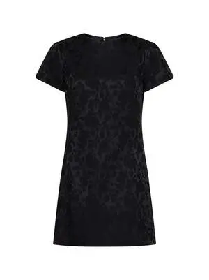 Saint Laurent Black Floral Jacquard Satin Mini Dress - Multicolor