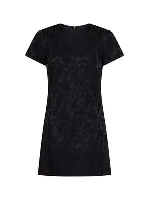 Saint Laurent Black Floral Jacquard Satin Mini Dress - Multicolor